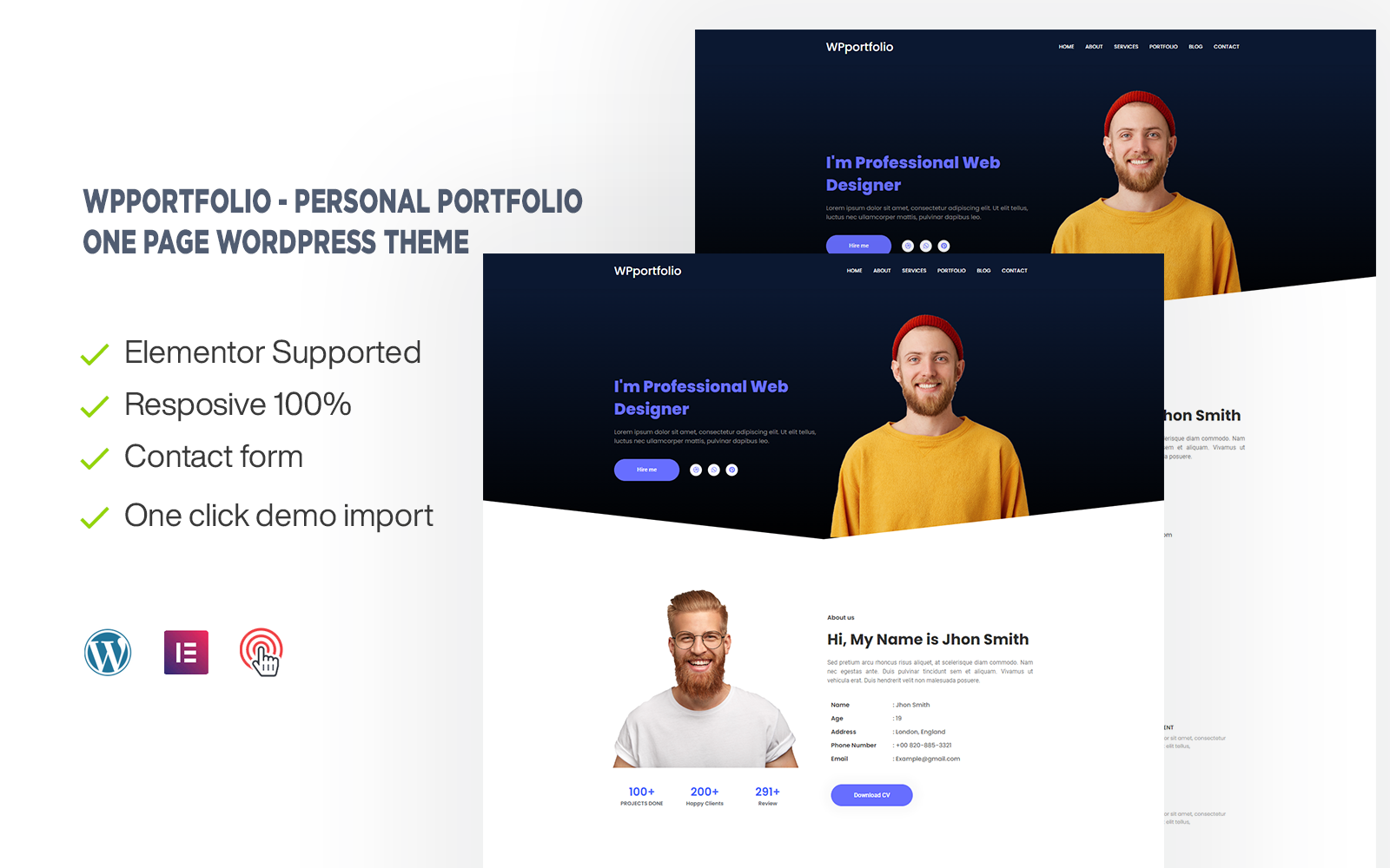 WPportfolio - Personal Portfolio One page WordPress Theme vlatest ... WPportfolio - Personal Portfolio One page WordPress Theme vlatest ...